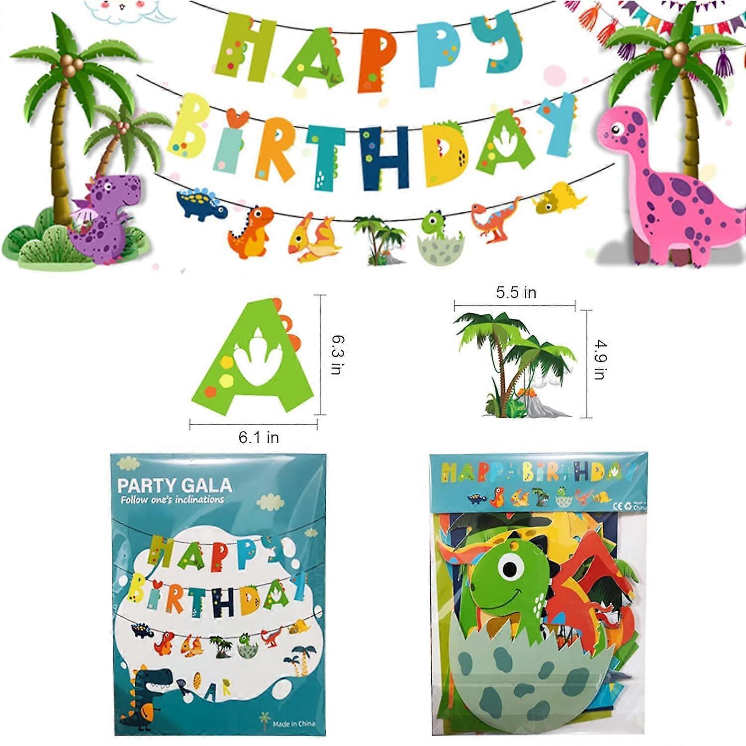 Dinosaur Happy Birthday Banner, Kids' Party Banners Dinosaur Themed ...