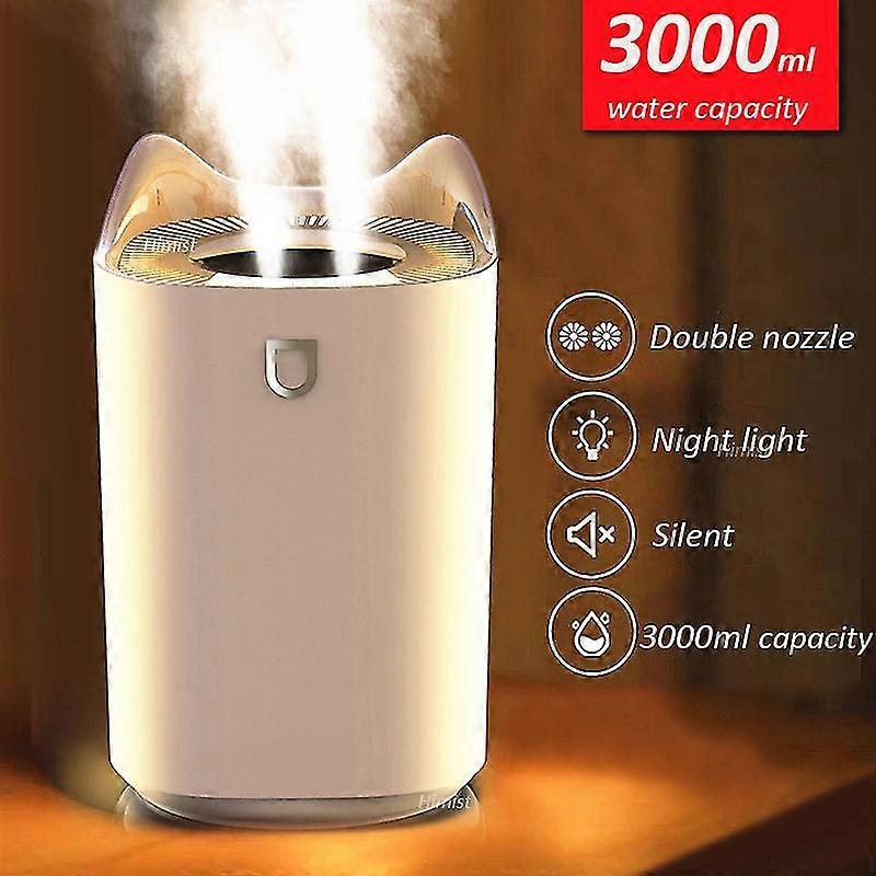 Home Air Humidifier 3000ml Double Nozzle Cool Mist Aroma Diffuser With ...