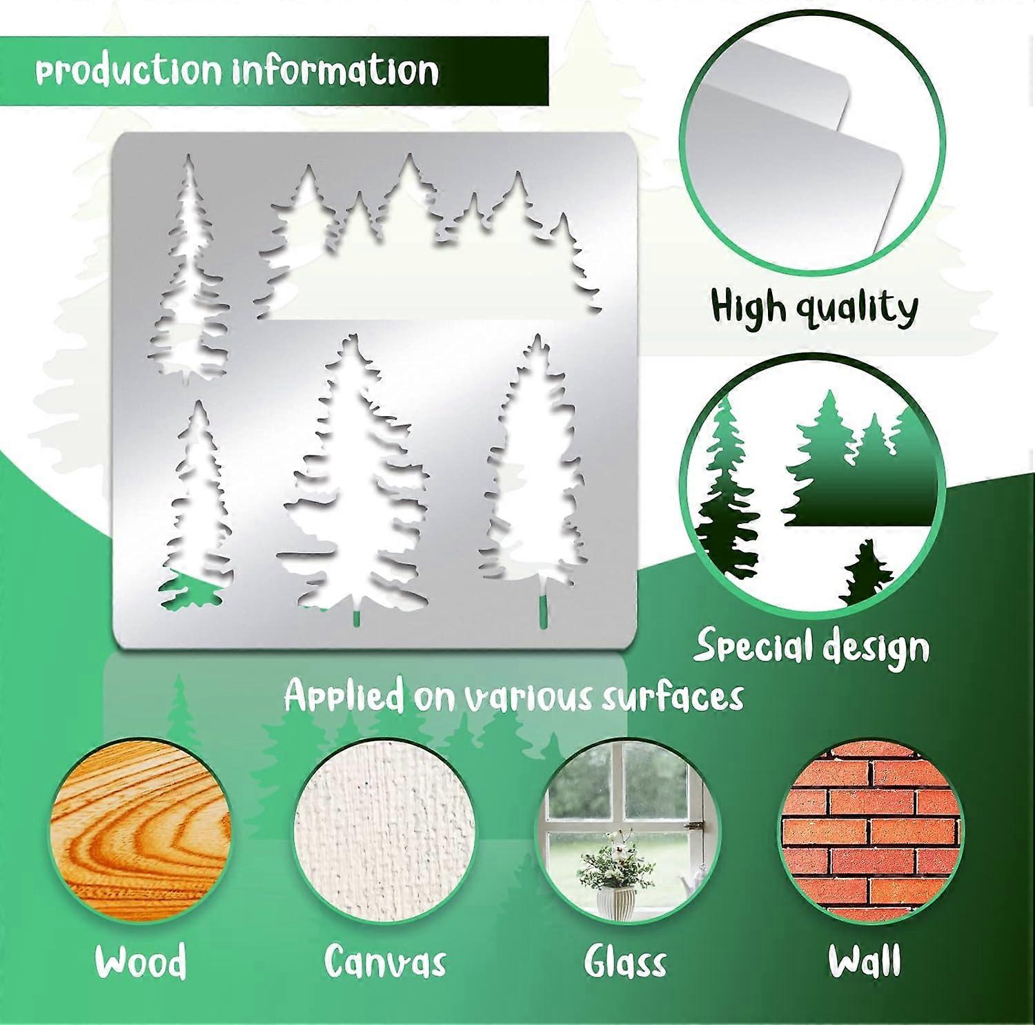 Pine Tree Stainless Steel Stencil Template 6x6 Inch Forest Metal ...