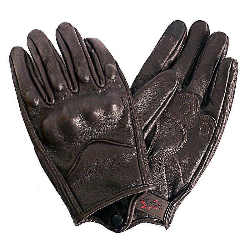 Motorcycle Gloves Men Touch Screen Brown Leather Electric Bike Glove ...