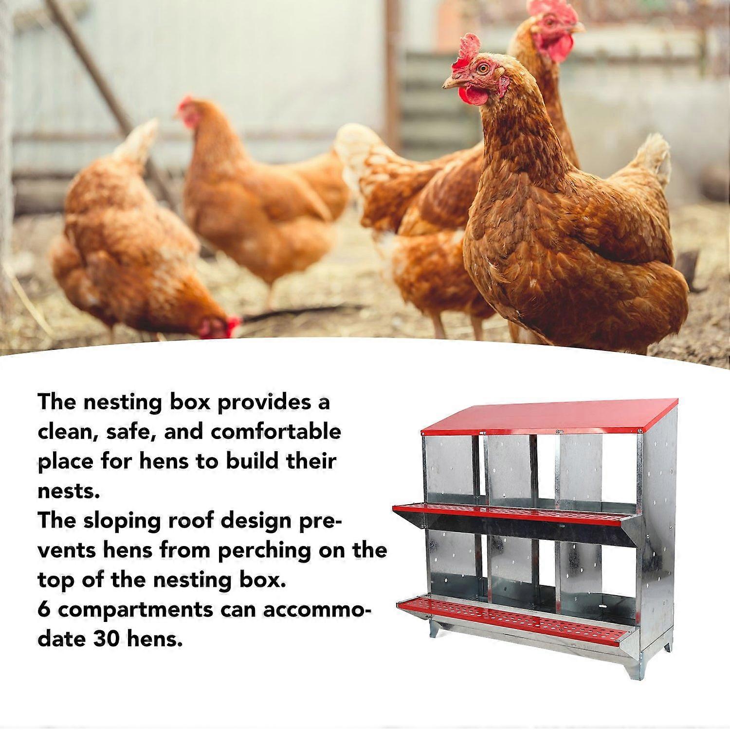Chicken Nesting Box 6 Compartments Poultry Nest Box Chicken Egg Laying Coop for Farm Husbandry ...