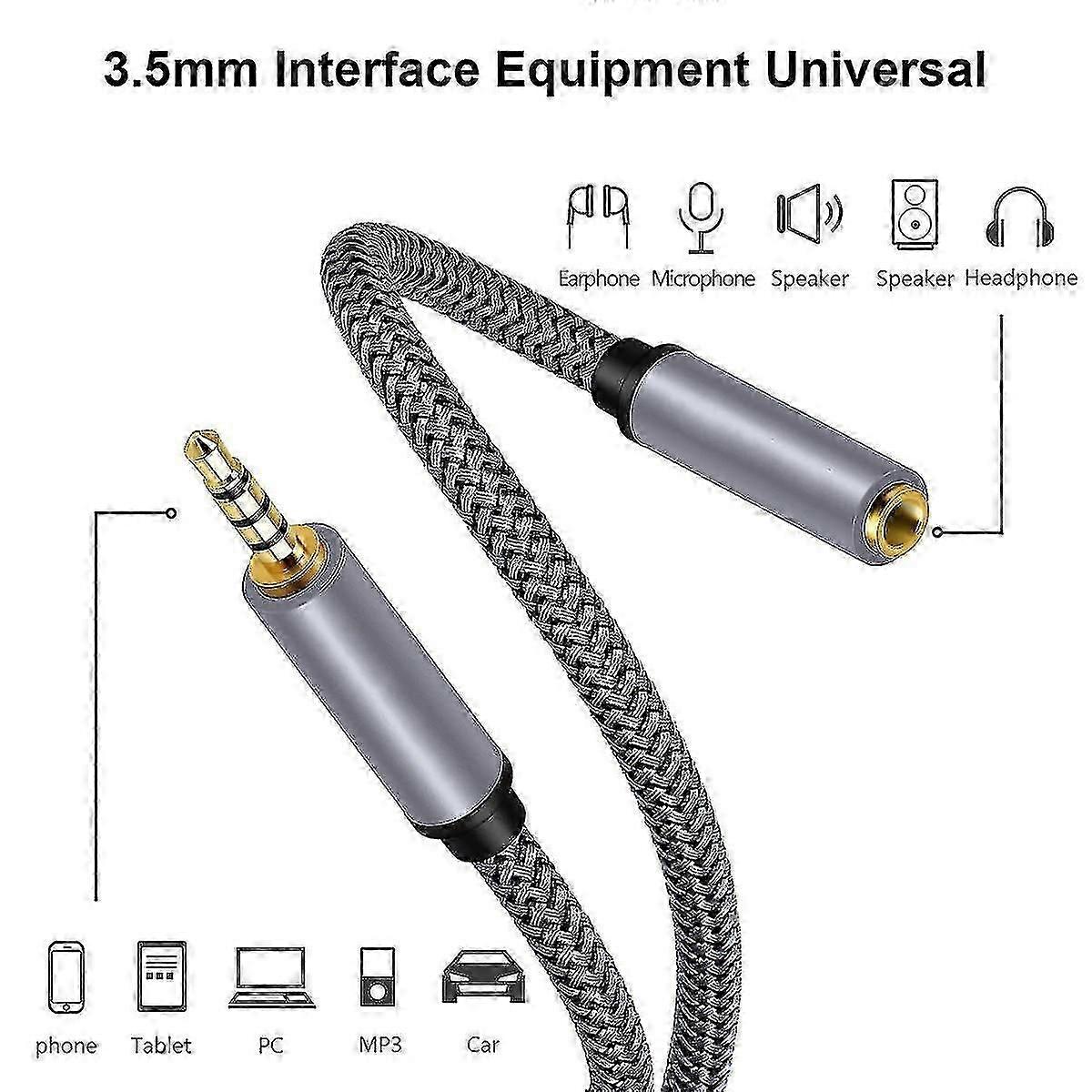 10m 3.5mm Male To Female Aux Audio Cable Hifi Stereo Trrs Audio ...