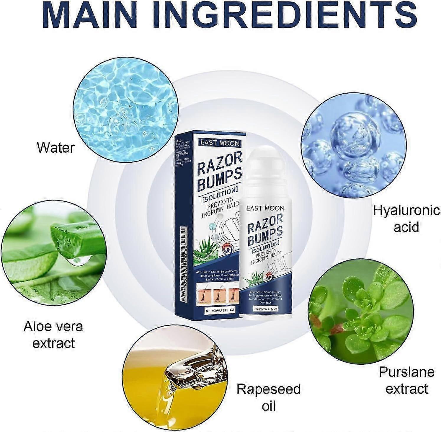 Razor Bumps Treatment for Women and Men, After Shave Solution Roll-On ...