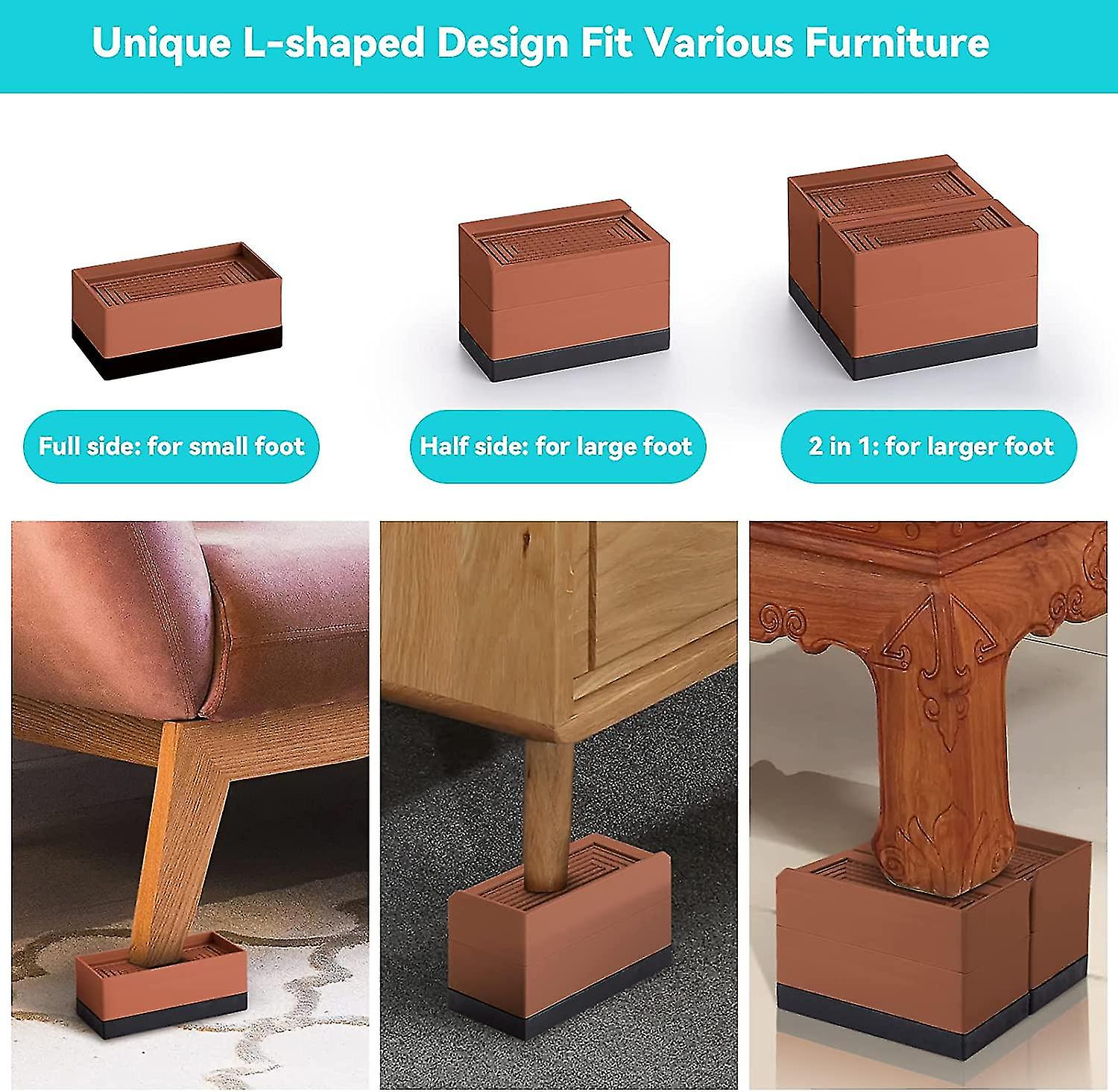 Adjustable Furniture Risers Sofa Legs Set Of 4, Non-slip Bed Risers 3 ...