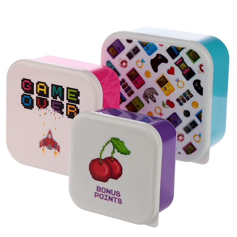 Fun Game Over Design Set of 3 Plastic Lunch Boxes X 1 Pack | Fruugo UK