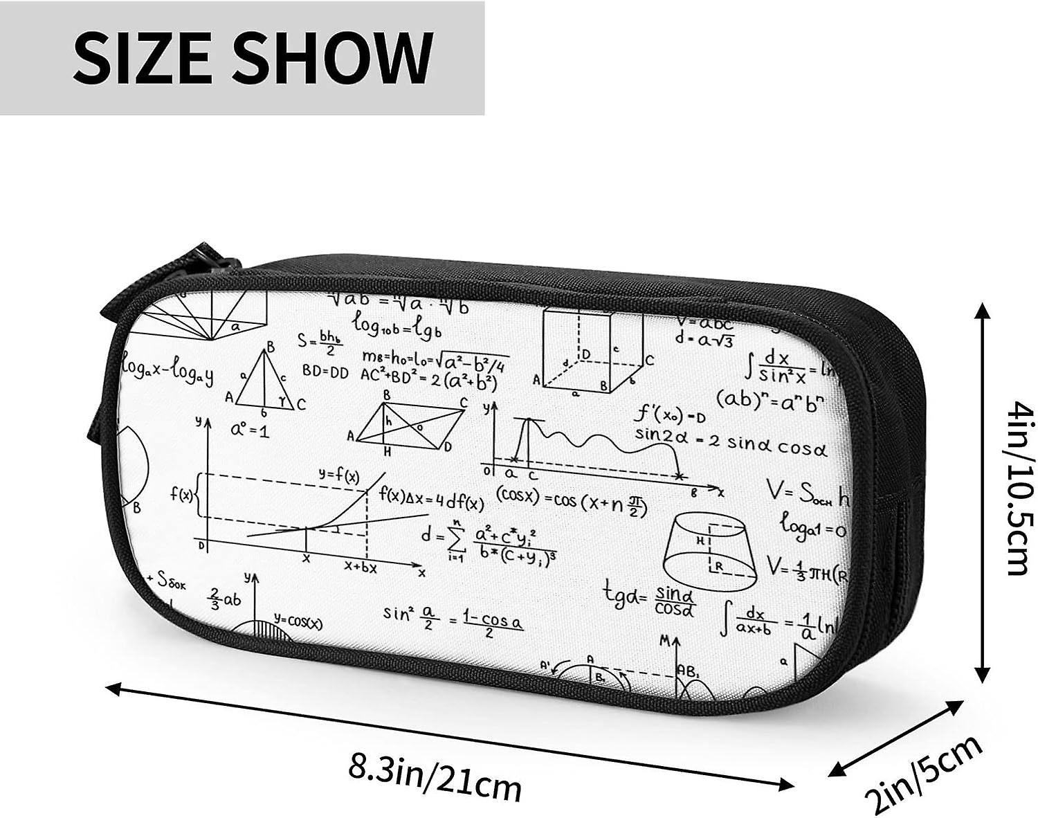 CNSEHQD Pencil Case Large Capacity Pencil Pouch Math Geometry Formulas ...