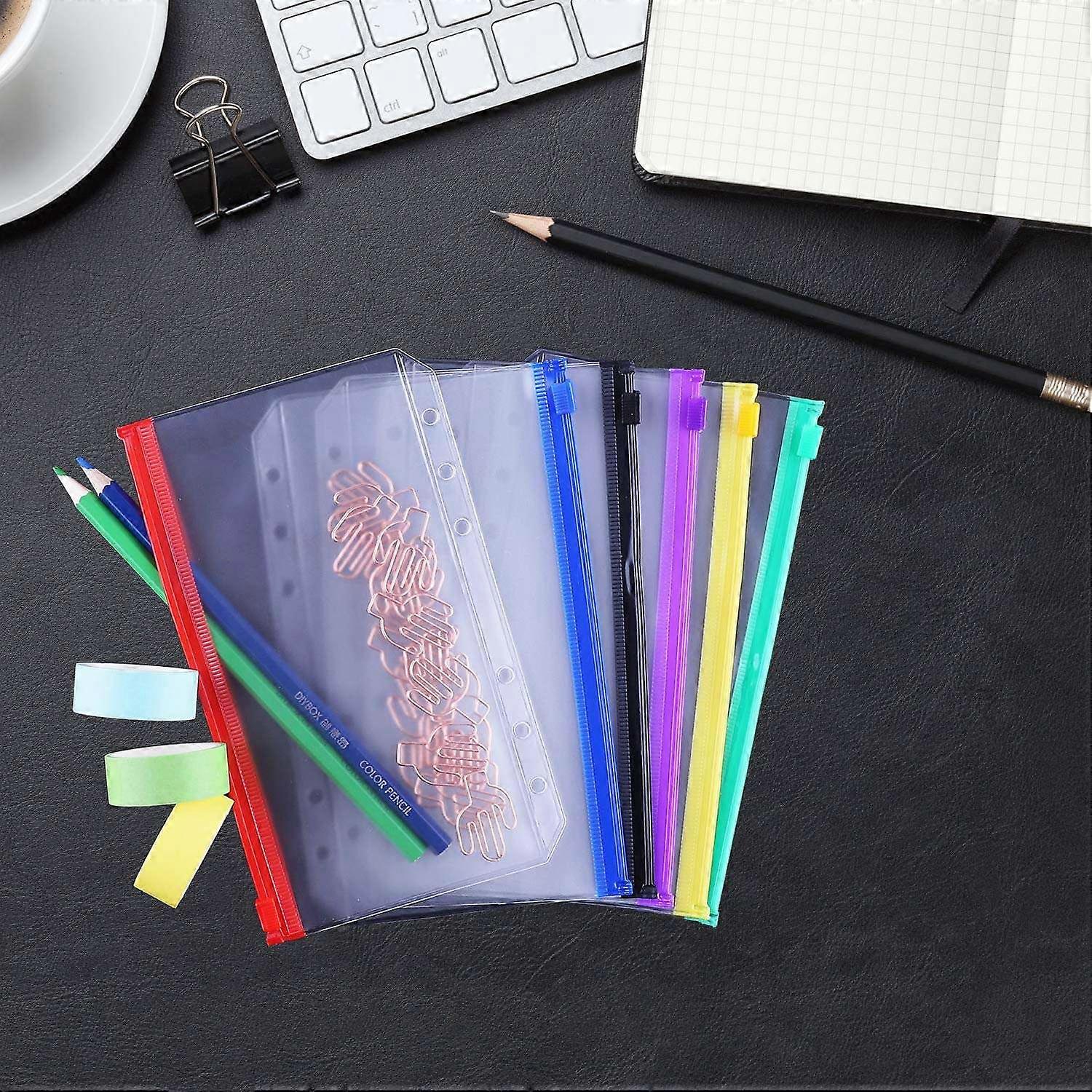 24Pcs Waterproof PVC Binder Pockets A6 Size Multicolor Zipper Cash ...