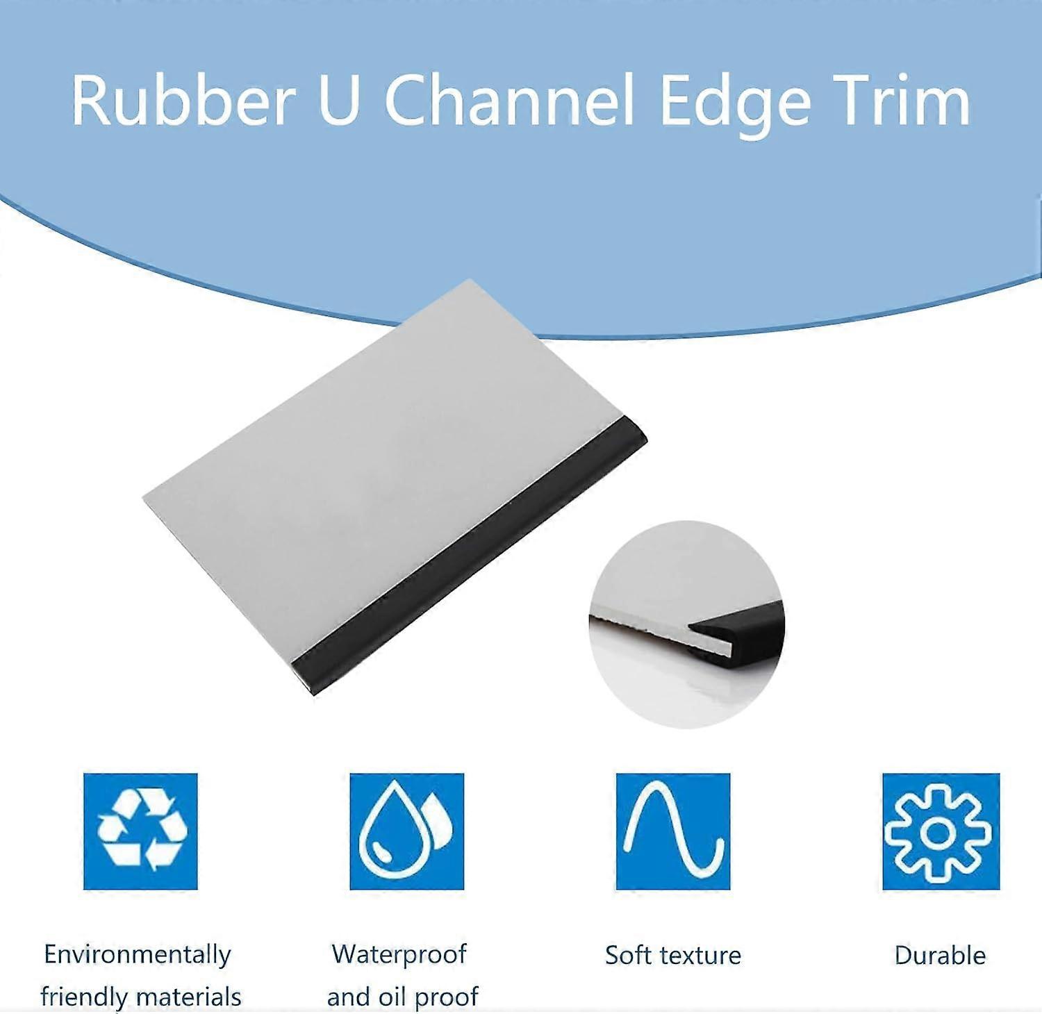Rubber U Channel Edge Trim, 9.8ft Weather Stripping Seal Strip - Black ...