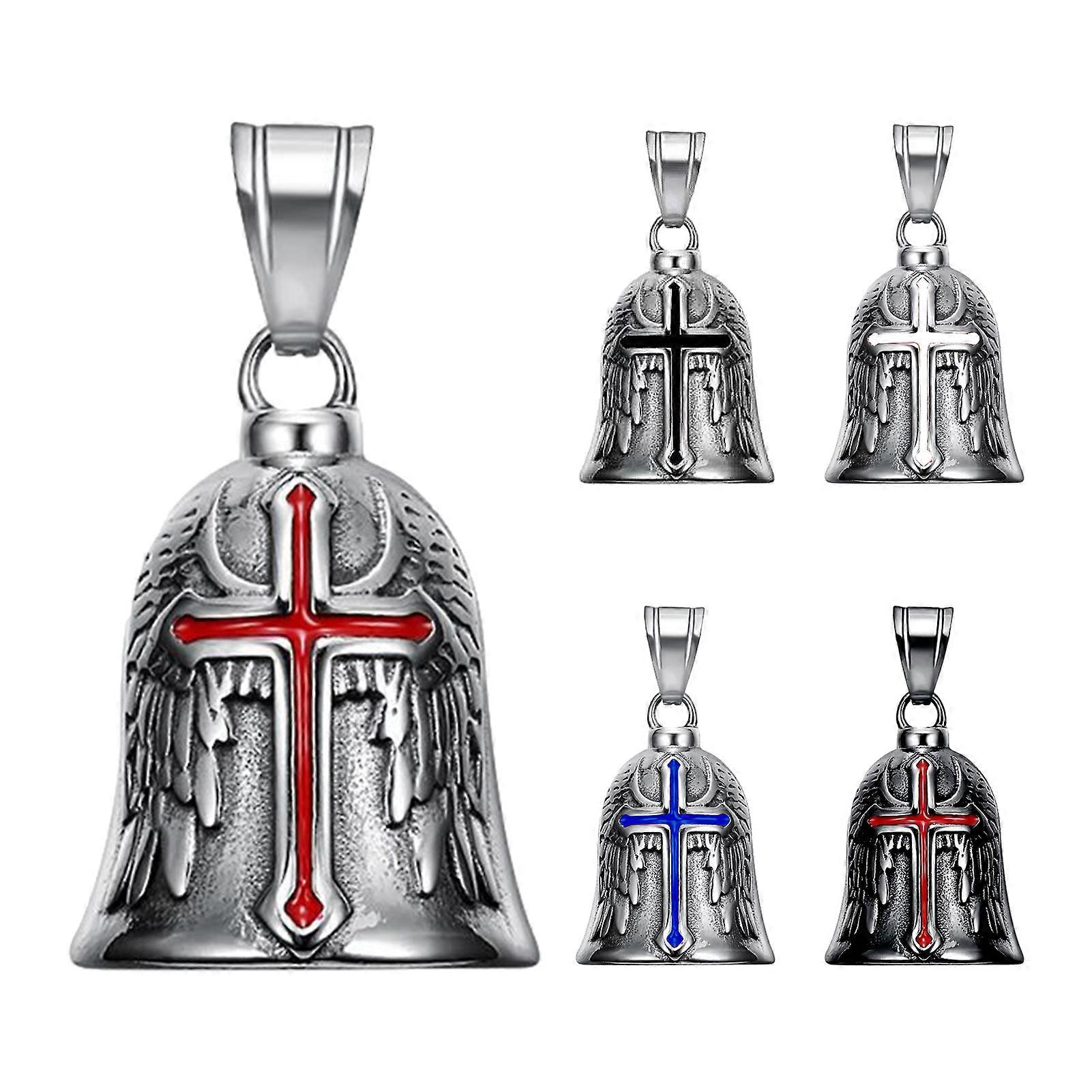 Retro Punk Style Guardian Bell Motorcycle Bells Men's Cross Lucky Bell ...