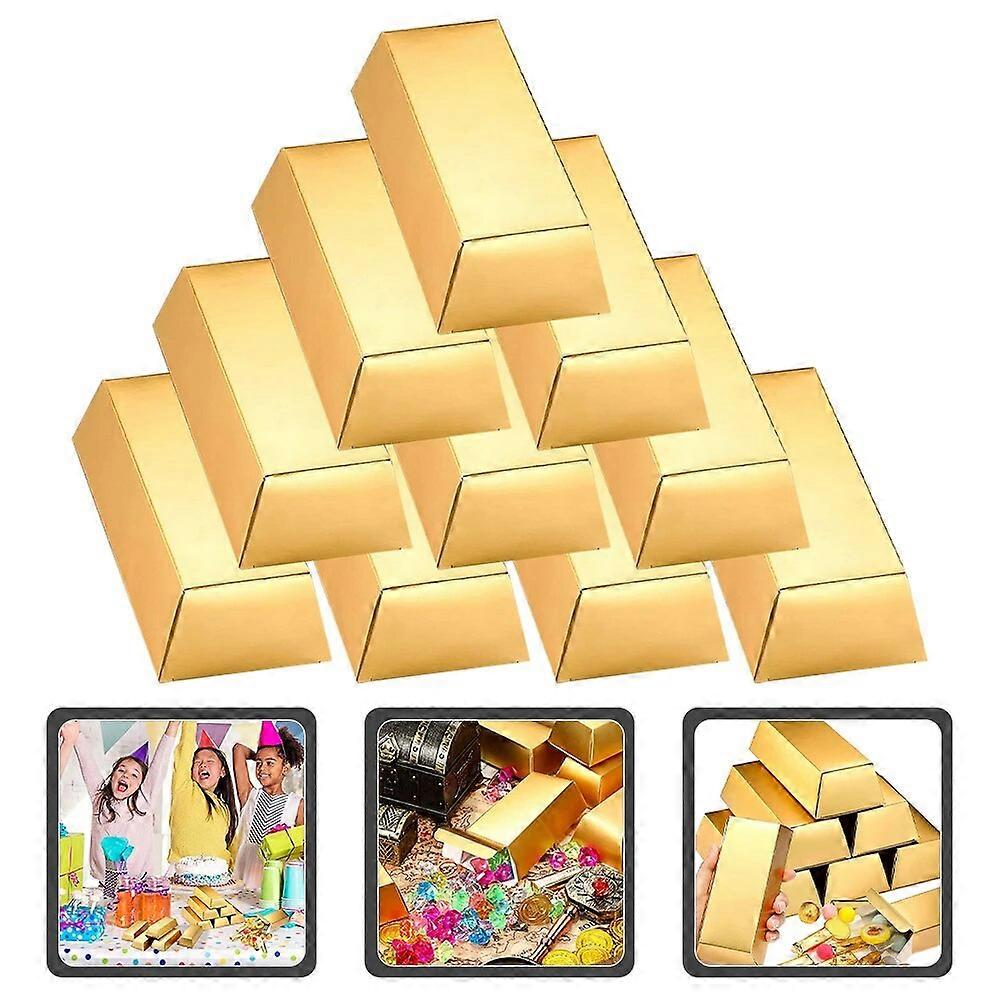 10Pcs Paper Gold Bar Gift Box Golden Party Favor Boxes Pirate Theme ...