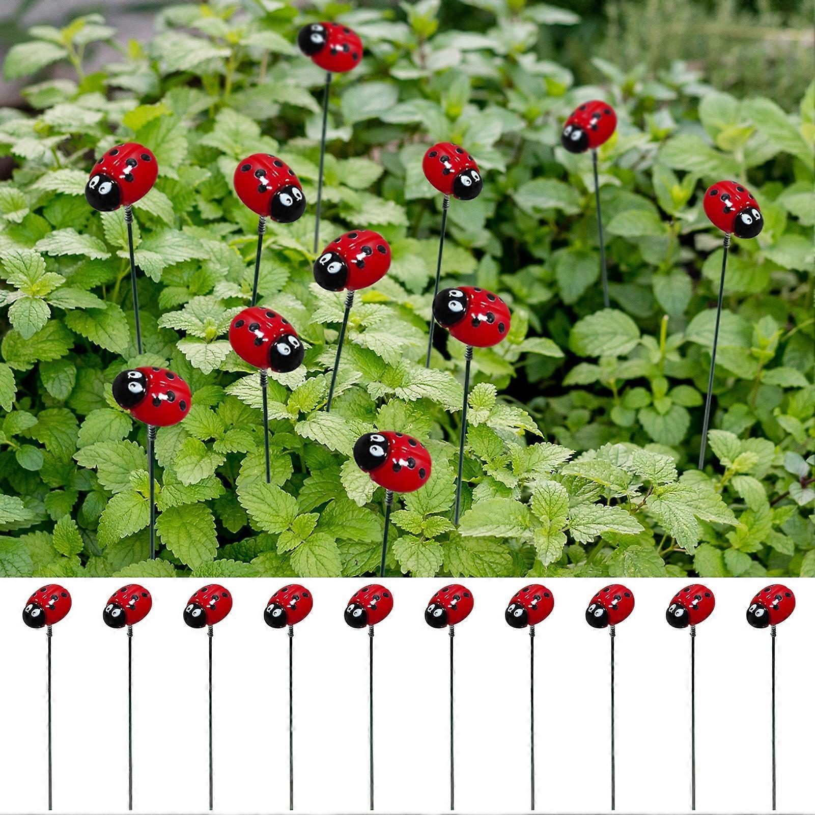 20 Pcs Garden Ladybugs Decorations Vibrant Striped Fake Ladybugs for ...