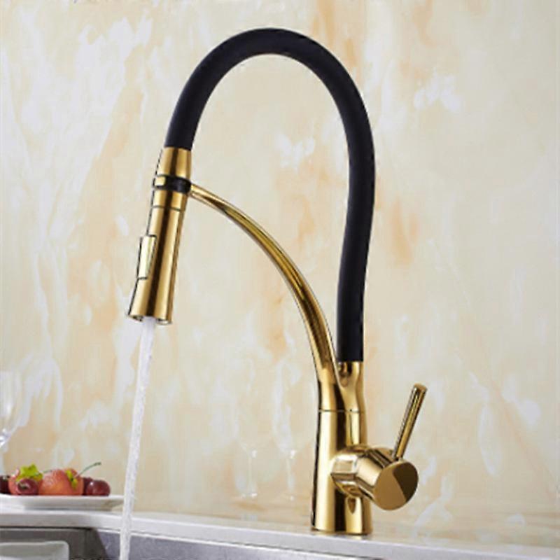 MIMIGO Gold Kitchen Faucet Pull Out Kitchen Sink Faucet Dual Handle 2 ...