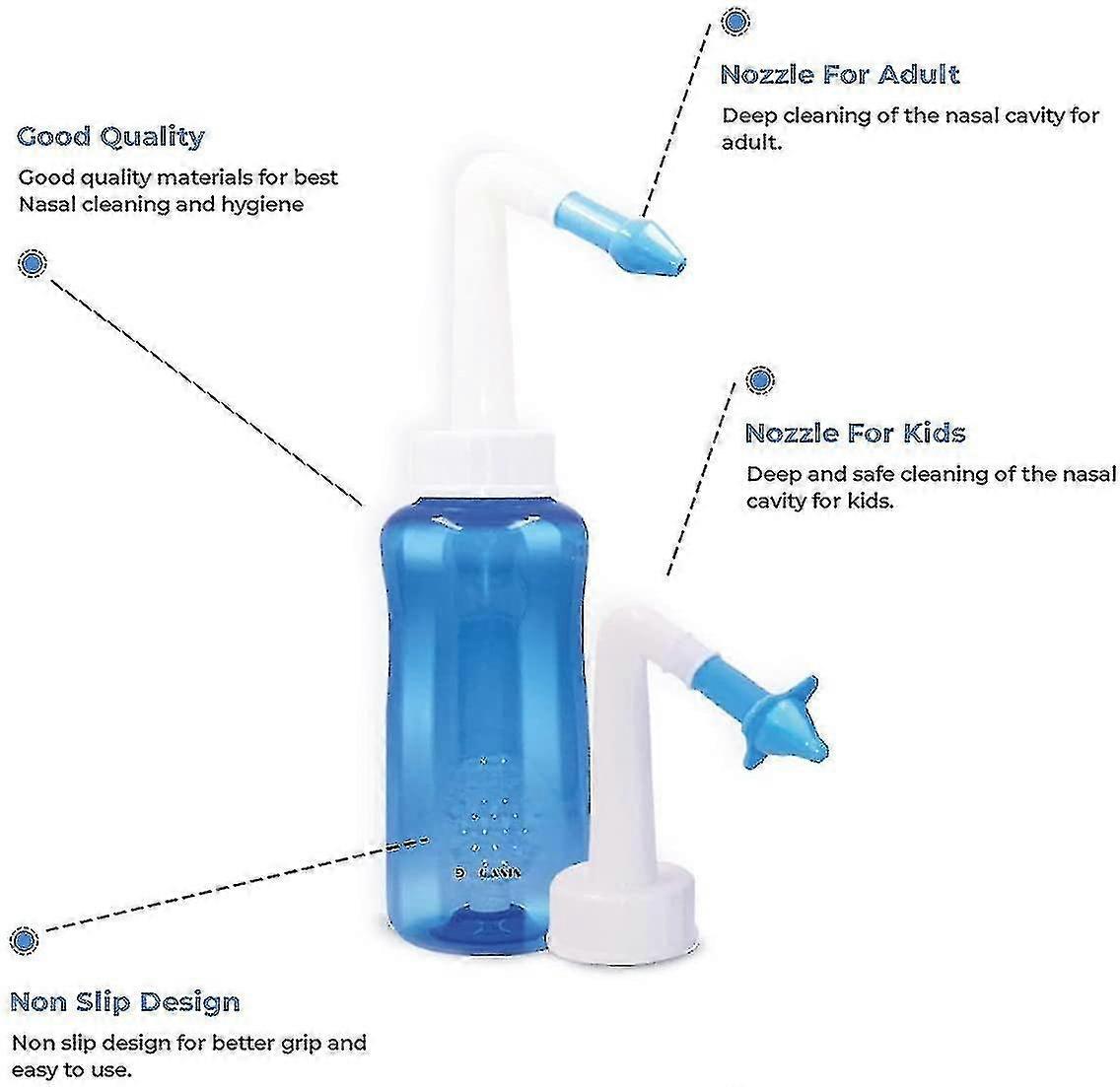 Neti Pot Sinus Rinse Kit Saline Nasal Rinse Bottle Irrigation Nose ...