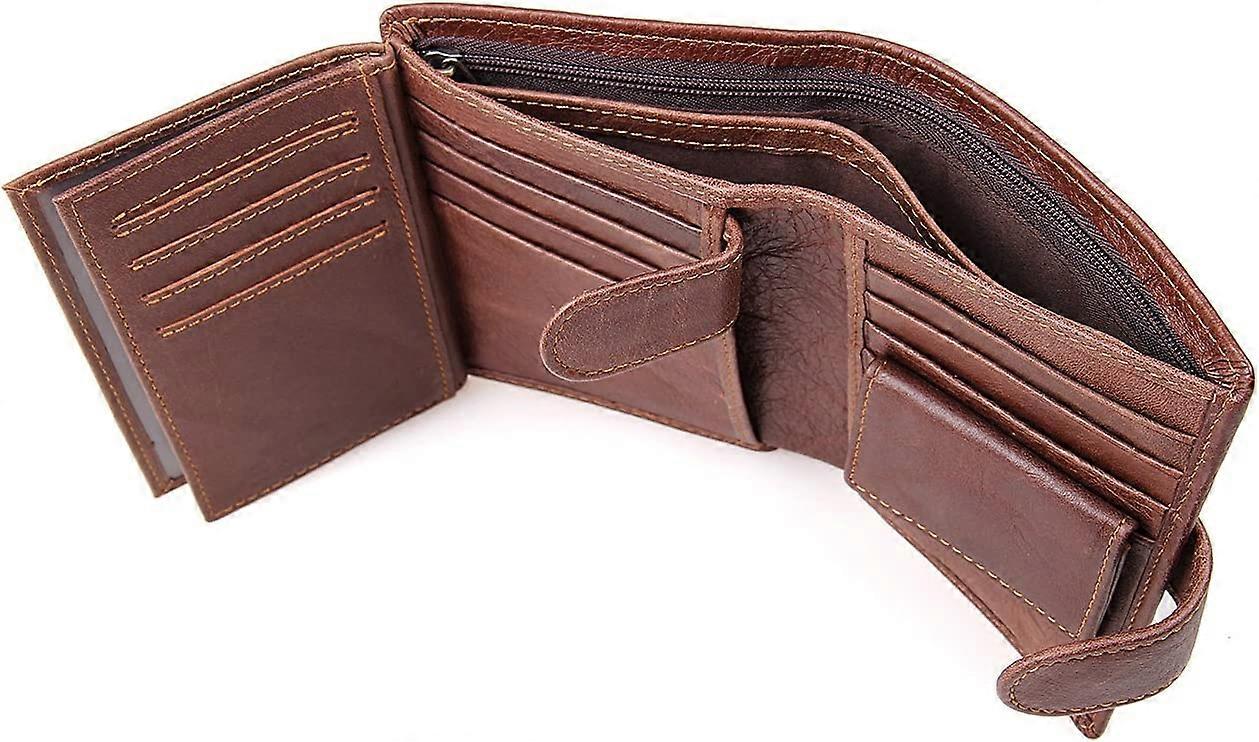 Mens Wallet Leather RFID Blocking Trifold Wallets with Coin Pocket, Zip ...