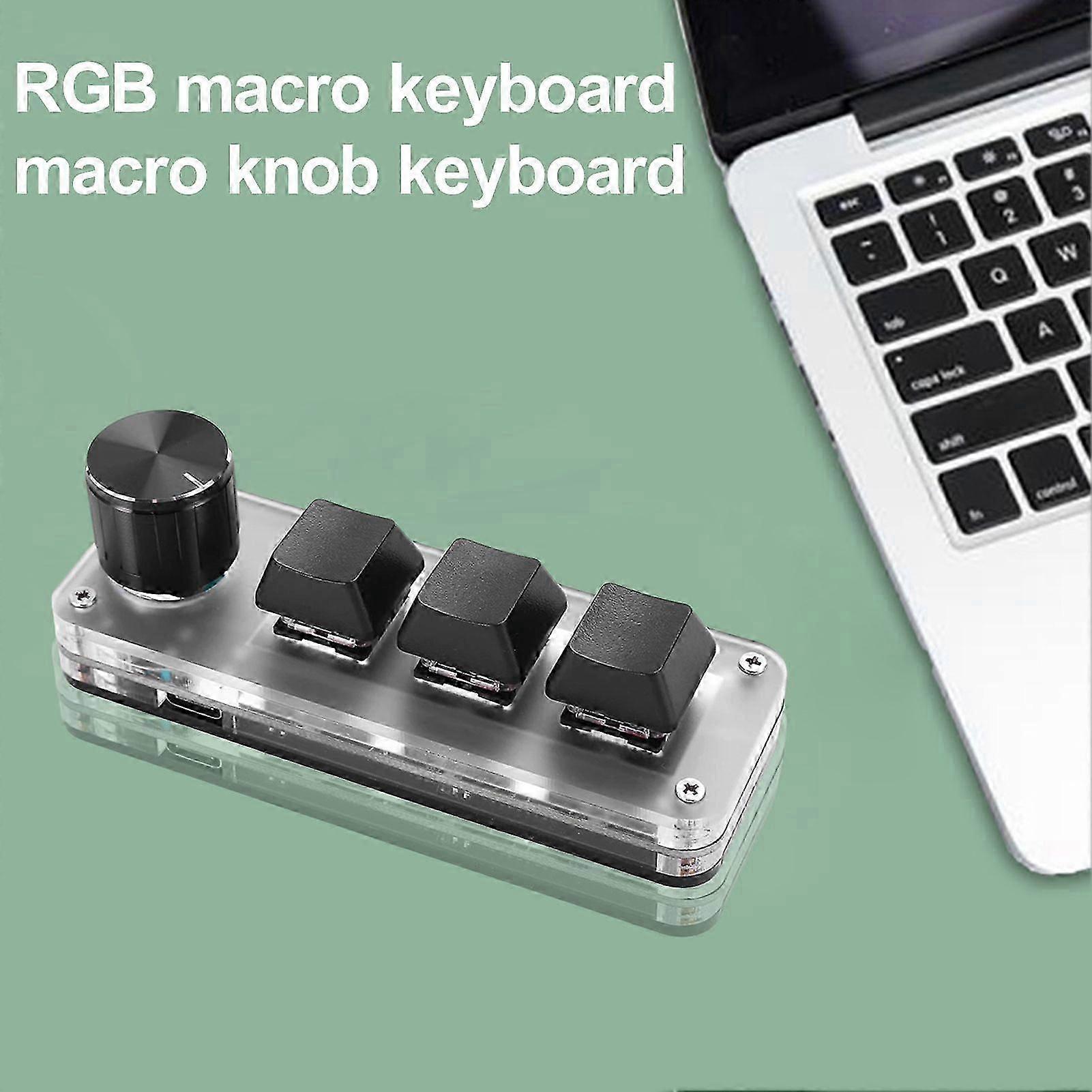 USB Mechanical Keyboard with RGB Backlit 3 Key 1 Knob Programmable DIY ...