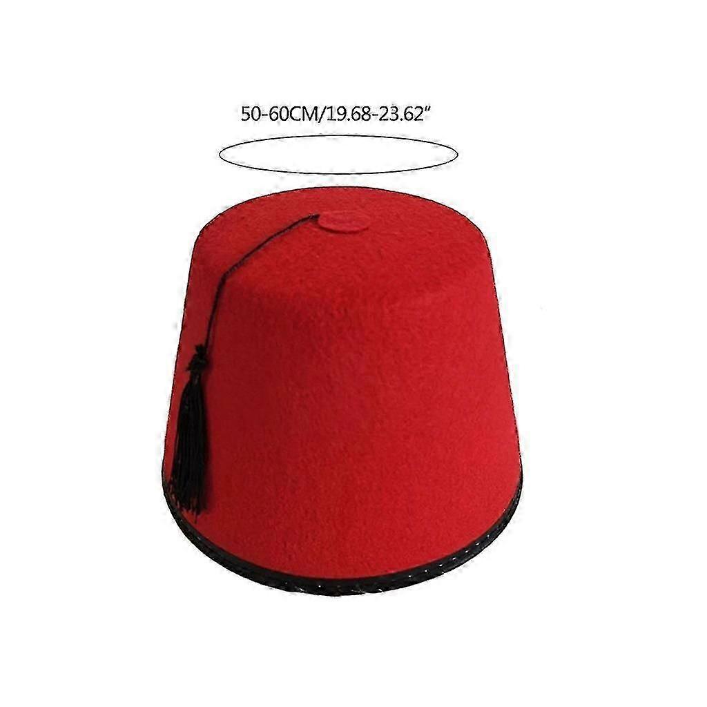 Felt Moroccan Red Fez Hat Turkish Hat For Men With Tassels Tarboosh Hat ...