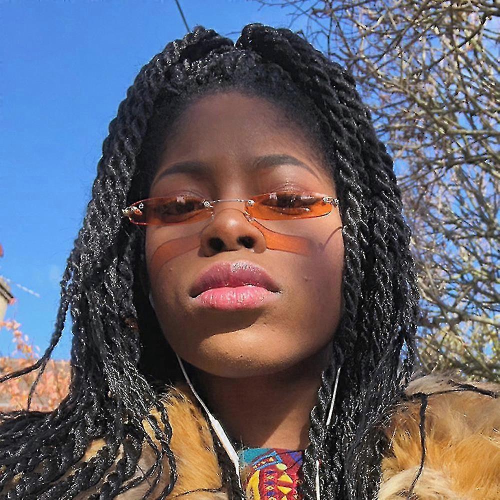 New Narrow Sunglasses Men Rimless Summer Red Blue Black Rectangular Sun ...