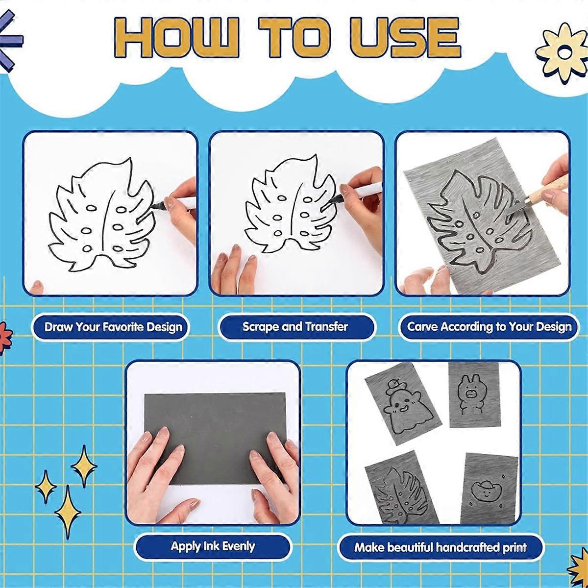 24pcs Gray Linoleum Block Rubber Stamp Carving Blocks Soft Linocut ...