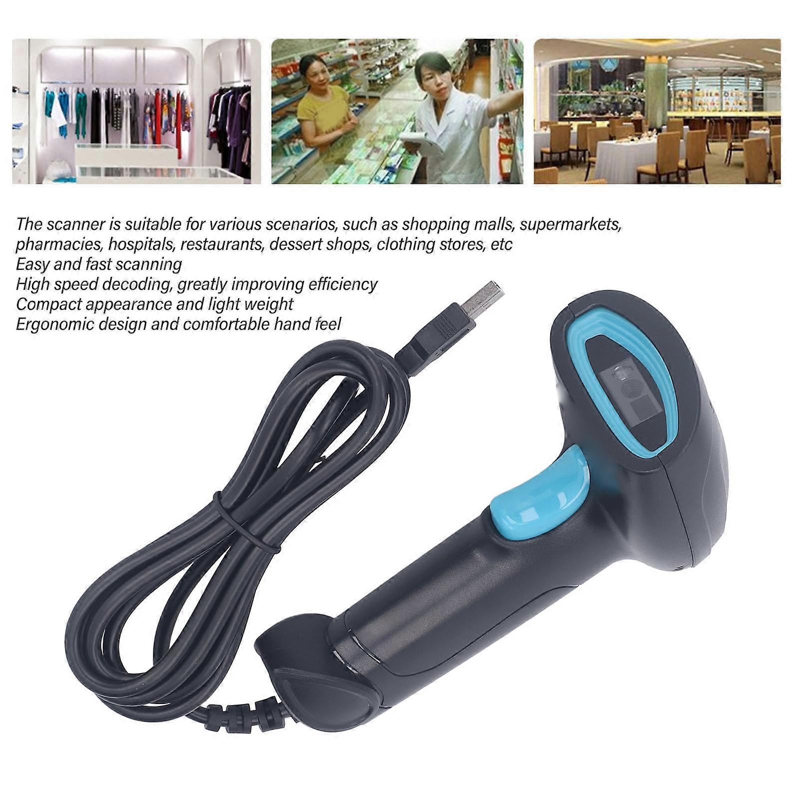 Wired Barcode Scanner High Accuracy Quick Response QR Code Reader with ...