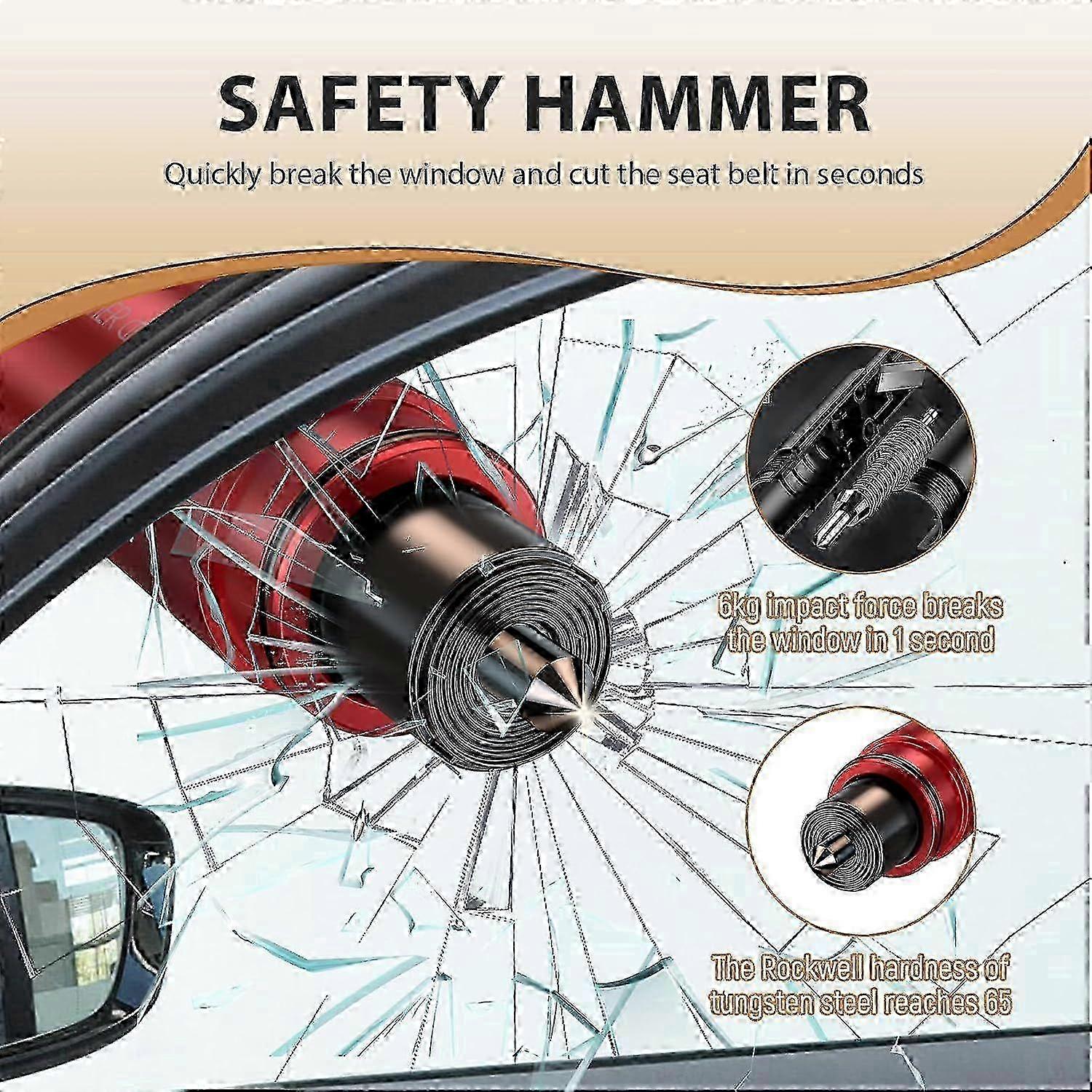 4 Pack Emergency Car Window Breaker and Seatbelt Cutter - Safety Hammer ...