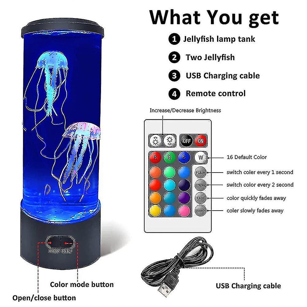 Led Jellyfish Lava Lamp Home Office Desk Bedside Mood Usb Night Light ...