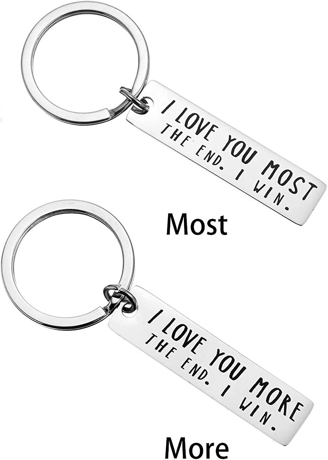 Heytea 2pcs Couple Keychains, I Love You More I Love You Most Key Rings ...