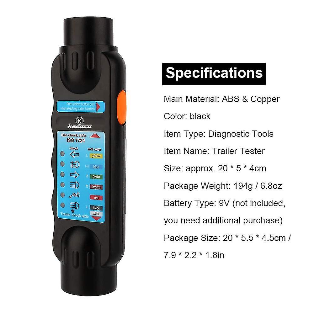 7 Pin Trailer Tester Tool, 7 Pin Trailer Light Tester 12v Tow Bar ...