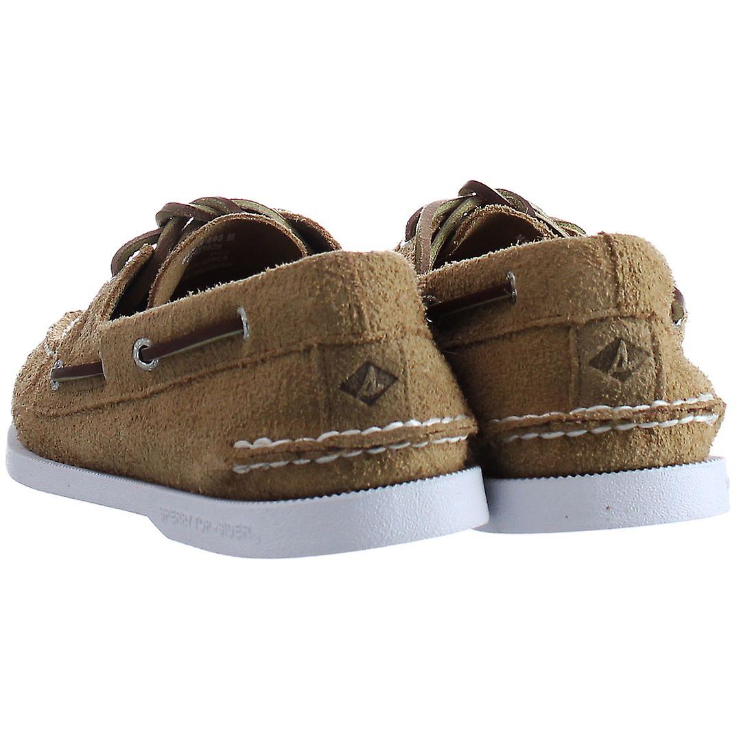 Sperry A/O 2-Eye Slip-On Brown Suede Leather Mens Shoes STS23939 ...