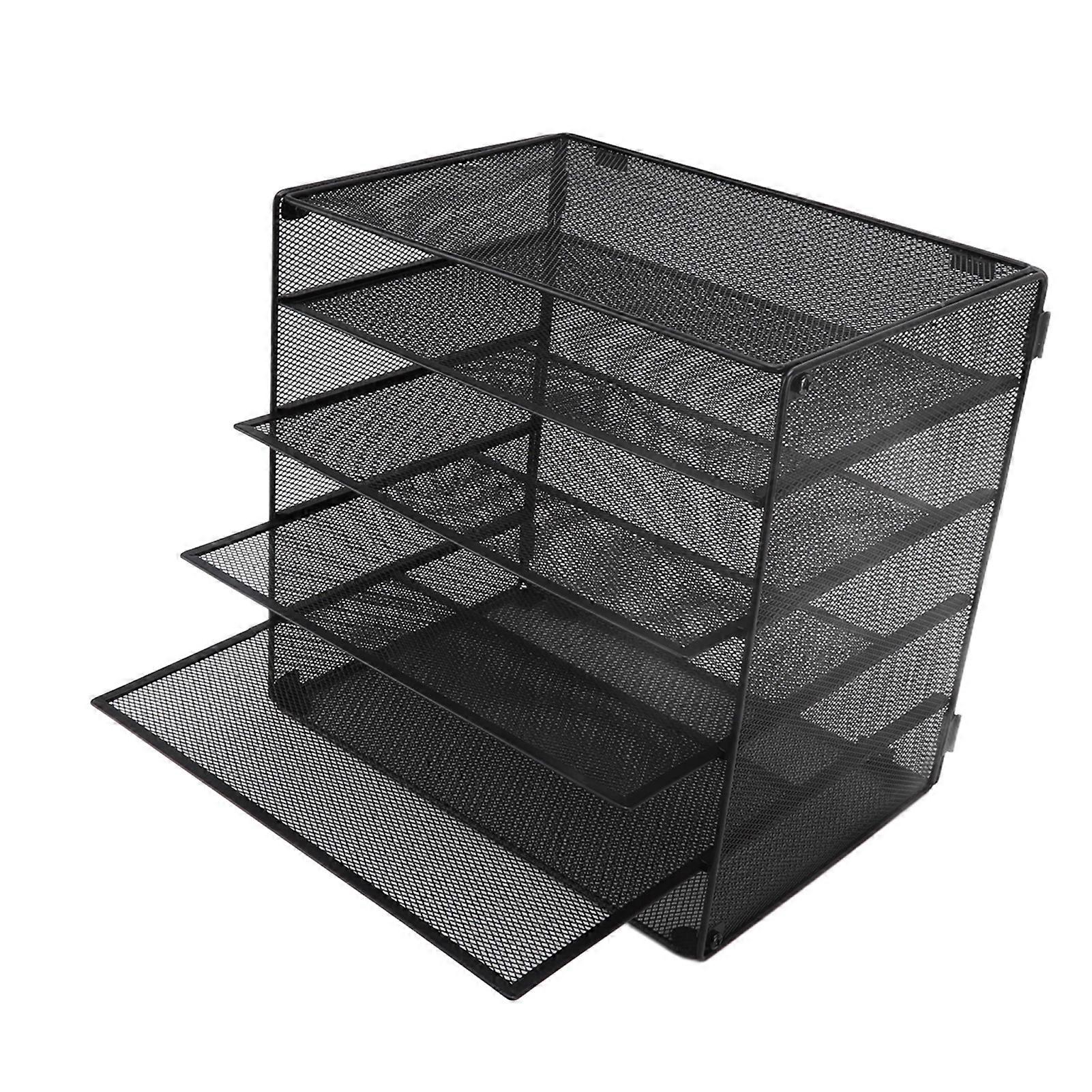 Desktop Organizer Black Mesh Grid Five Layer Large Capacity Metal ...