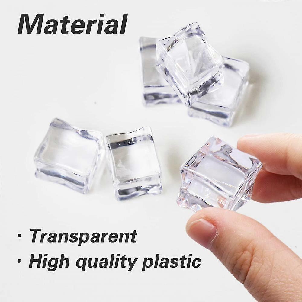 50Pcs Clear Fake Ice Cubes, 20mm Reusable Acrylic Fake Ice Cubes ...