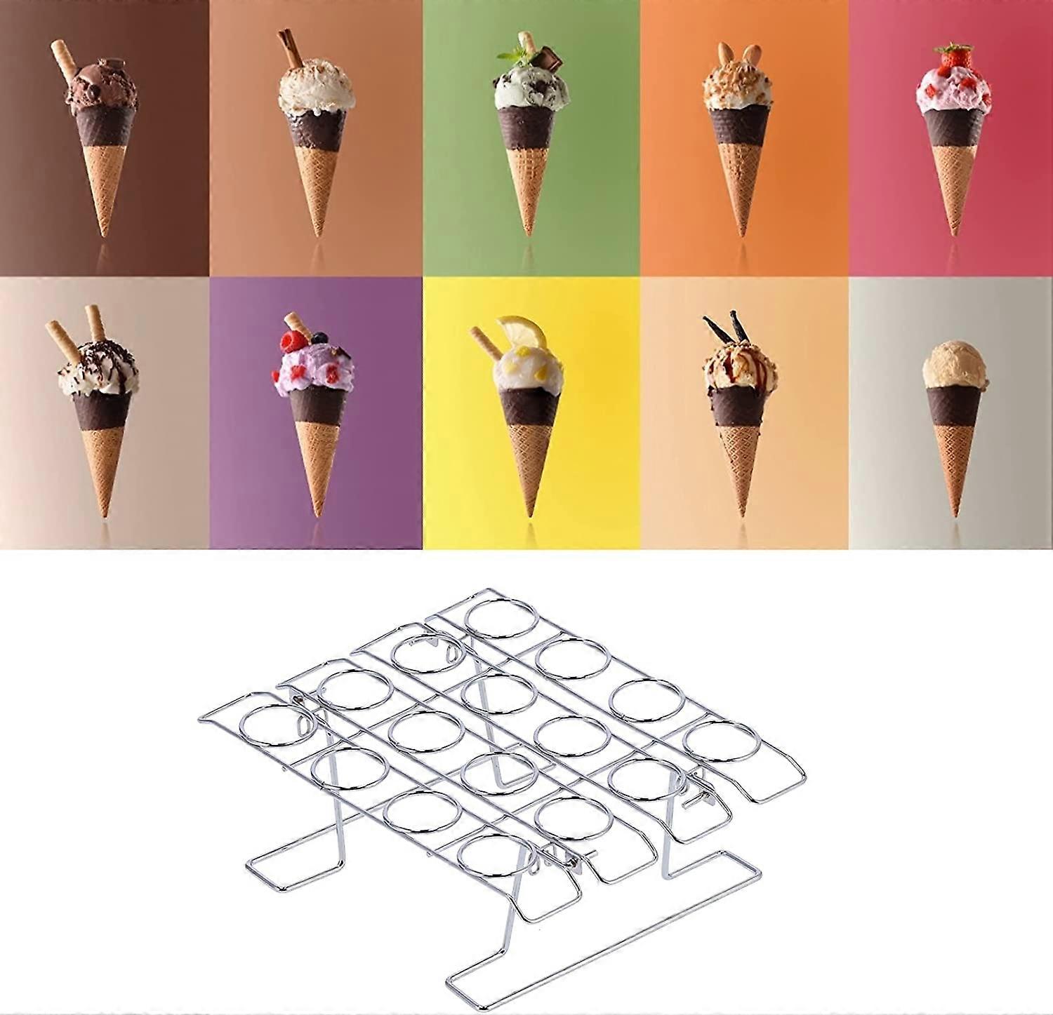 Ice Cream Cone Cupcake Baking Rack, 16 Cavities Stainless Steel Ice ...