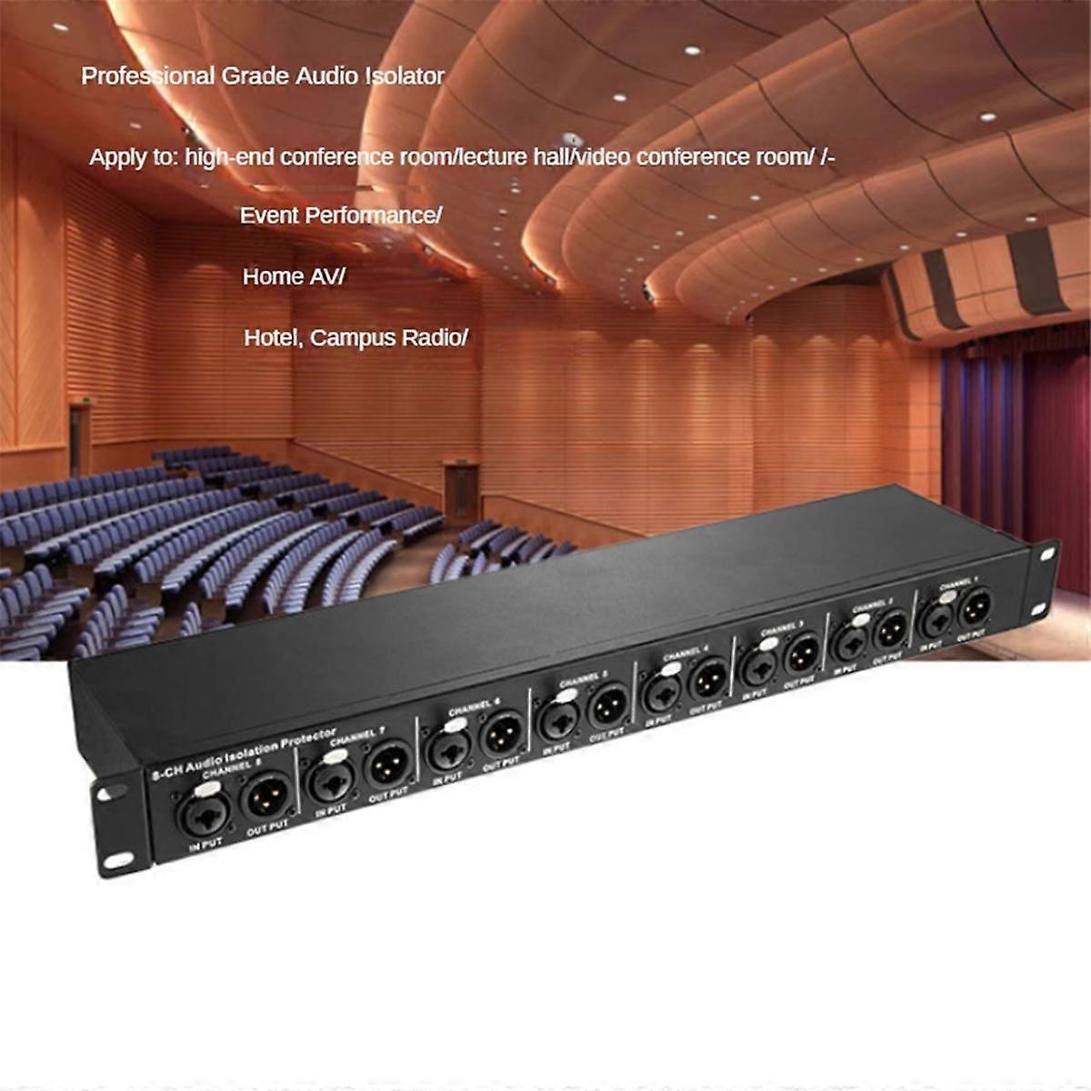 T8 Multi-Function 8-Channel Audio Isolator 1U Rack Mounted XLR 6.35mm ...