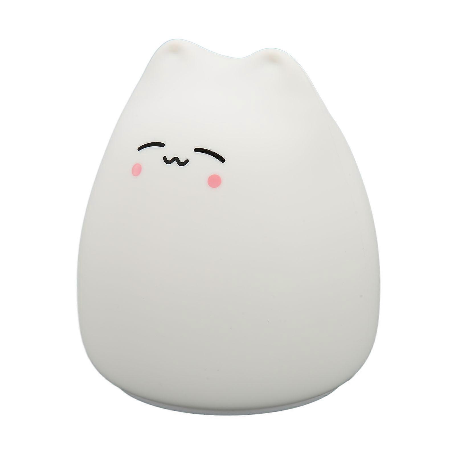Silicone Cat Lamp 7 Colors Breathing Mode Warm White Light Cute Touch ...