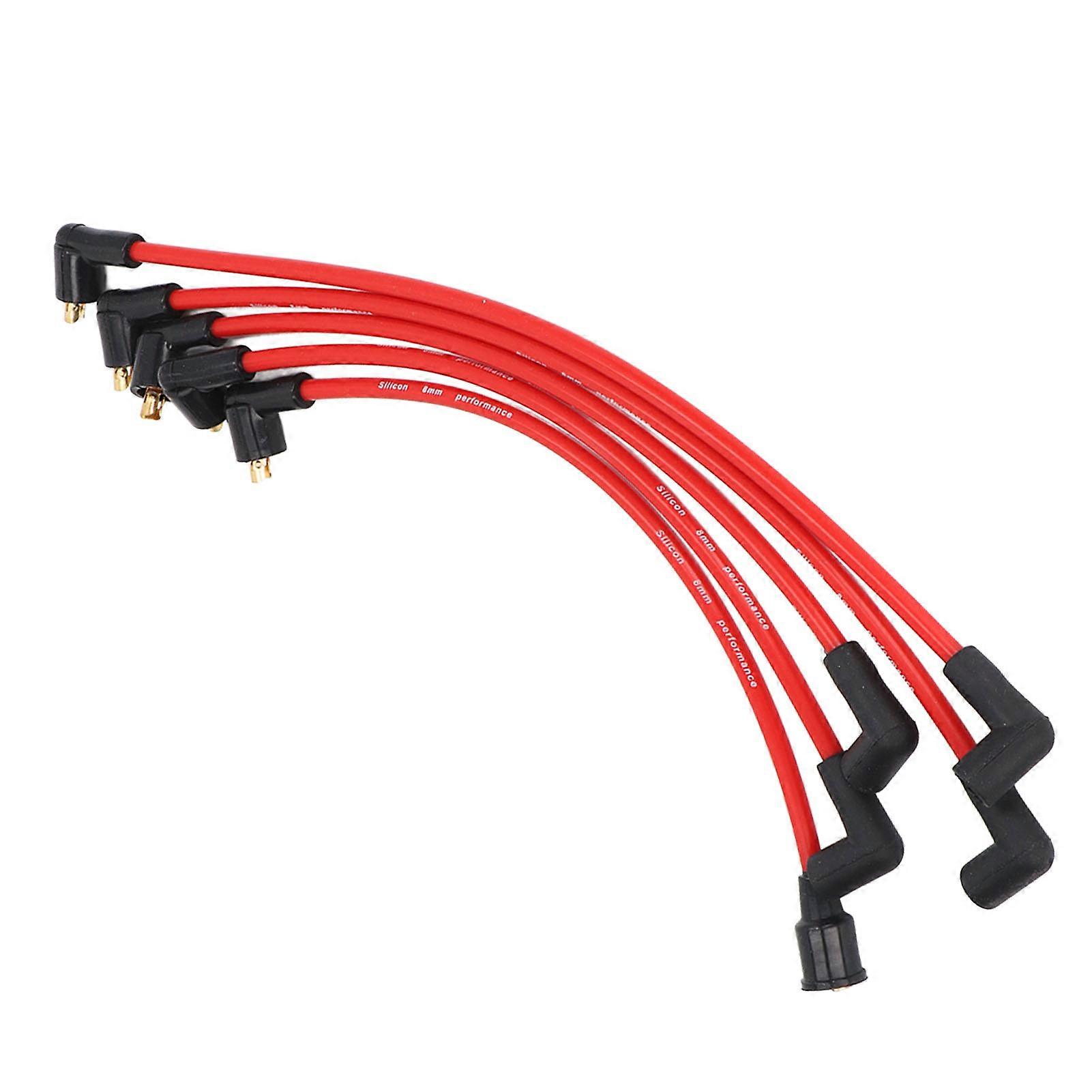 5Pcs 8mm Red Silicone HT Ignition Leads Spark Plug Wires Cables for MGB ...