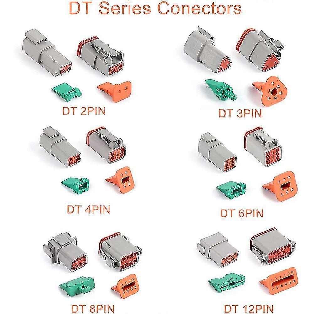 Electrical Wire Connector Plug, 8 Sets 2 3 4 6 8 12 Pin For Deutsch Dt Connector Assortment Kit ...