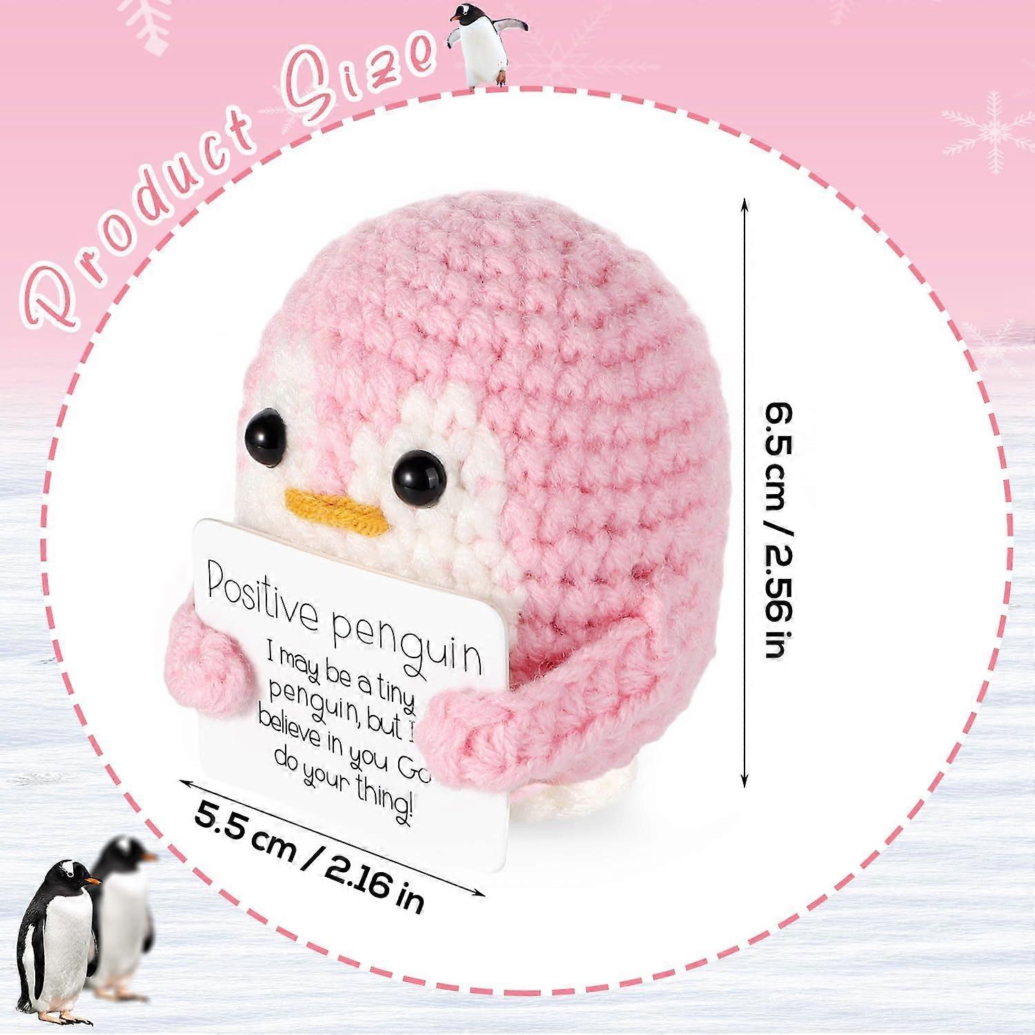 Mini Funny Positive Penguin, Knitted Toy with Positive Card Emotional ...