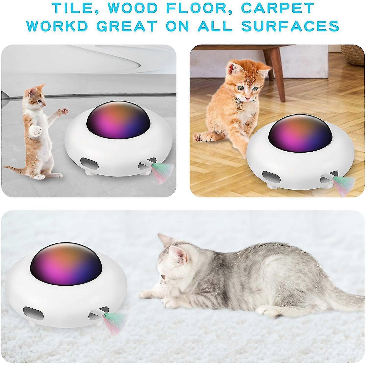 Interactive Cat Toy For Indoor Cats With Rotating Feather, Ufo ...
