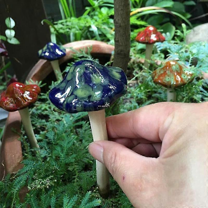 Ceramic Simulation Mushroom Model Bonsai Ornament Diy Home Garden Lawn ...