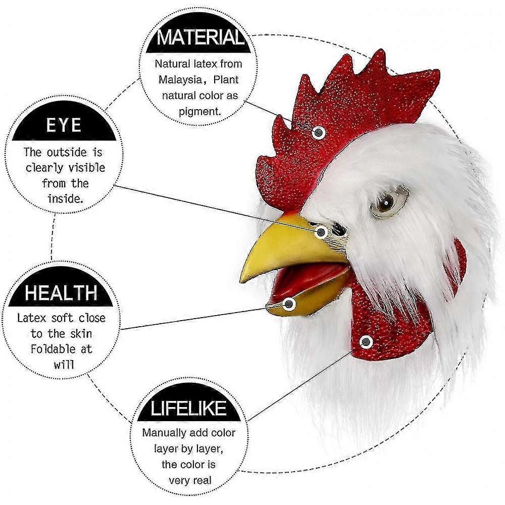 Rooster Costume Chicken Cosplay Animal Halloween Costume Party Latex ...