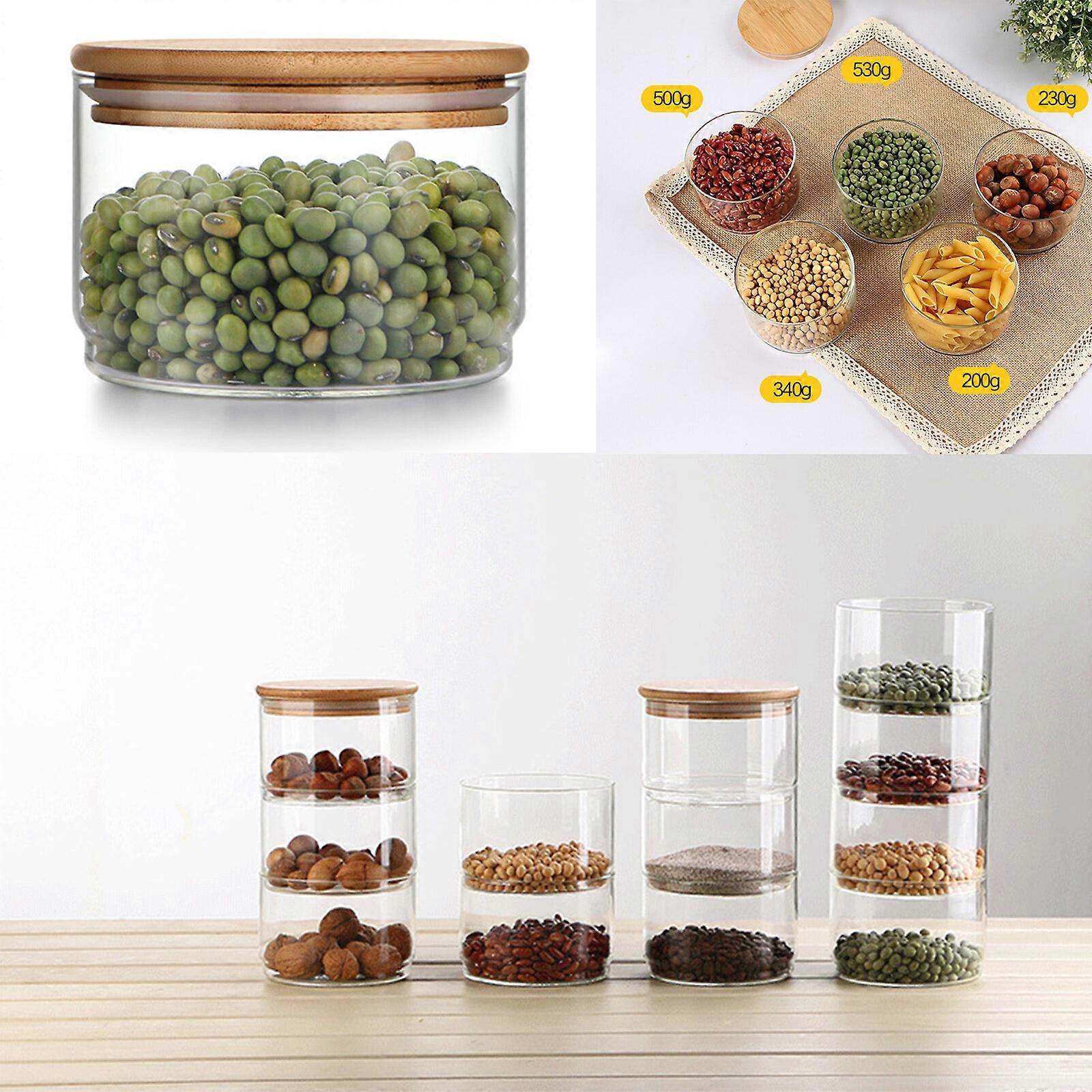 Stackable Glass Jars with Bamboo Lids,Airtight Sealed Storage ...
