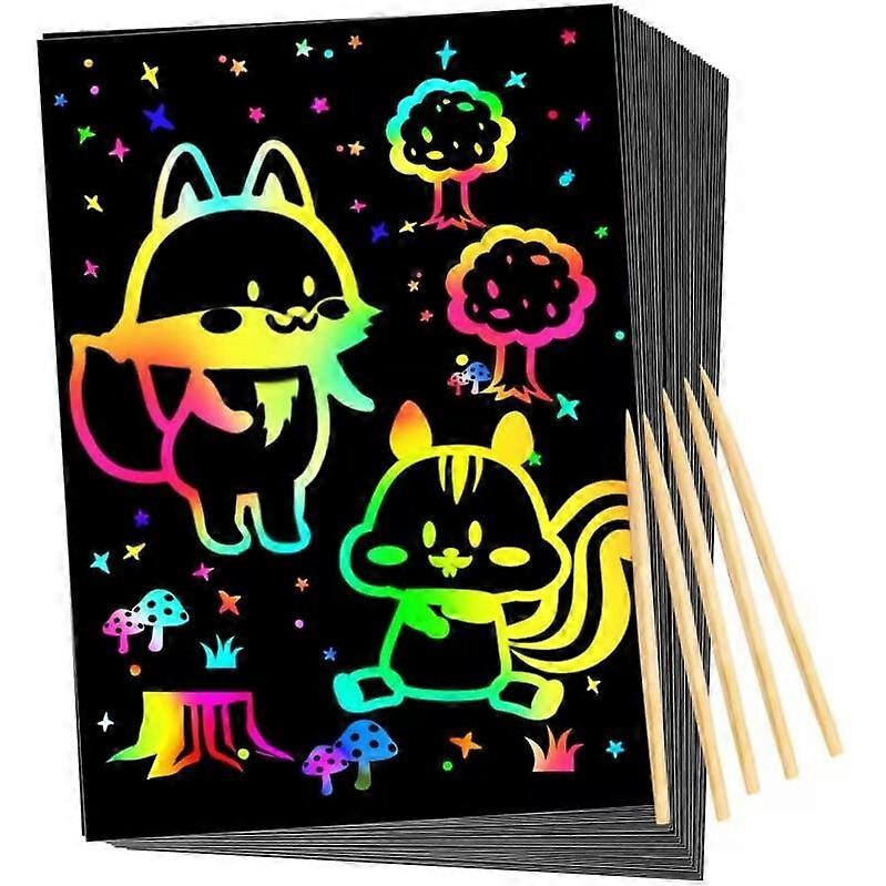 Rainbow Scratch Paper Sets: 50pcs Magic Art Craft Scratch Off Papers ...