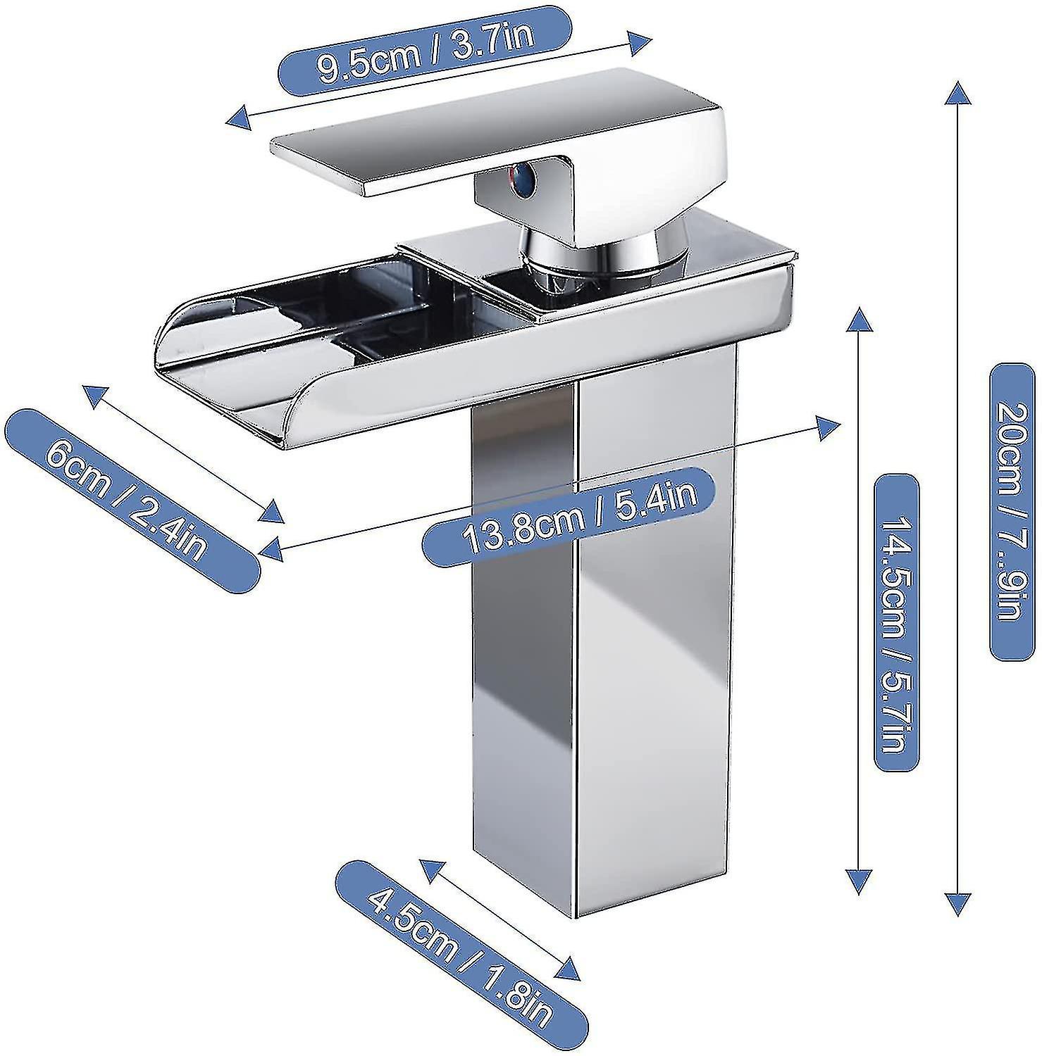 Waterfall Bathroom Faucet Chrome Basin Mixer Tap Brass Basin Faucet ...