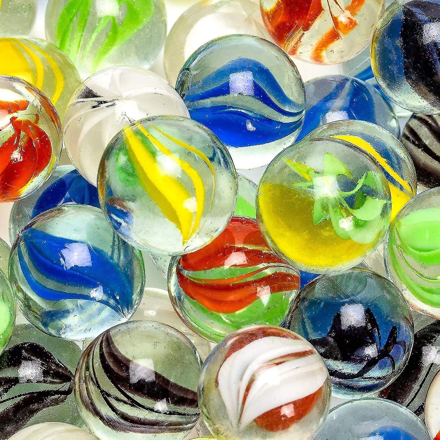 100 Pieces Traditional Assorted Colorful Classic Retro Glass Marbles ...