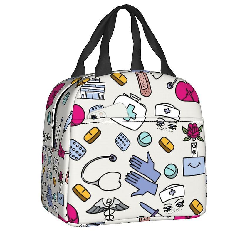 Nurse Tools Pattern Lunch Box Women Nursing Cooler Thermal Food ...
