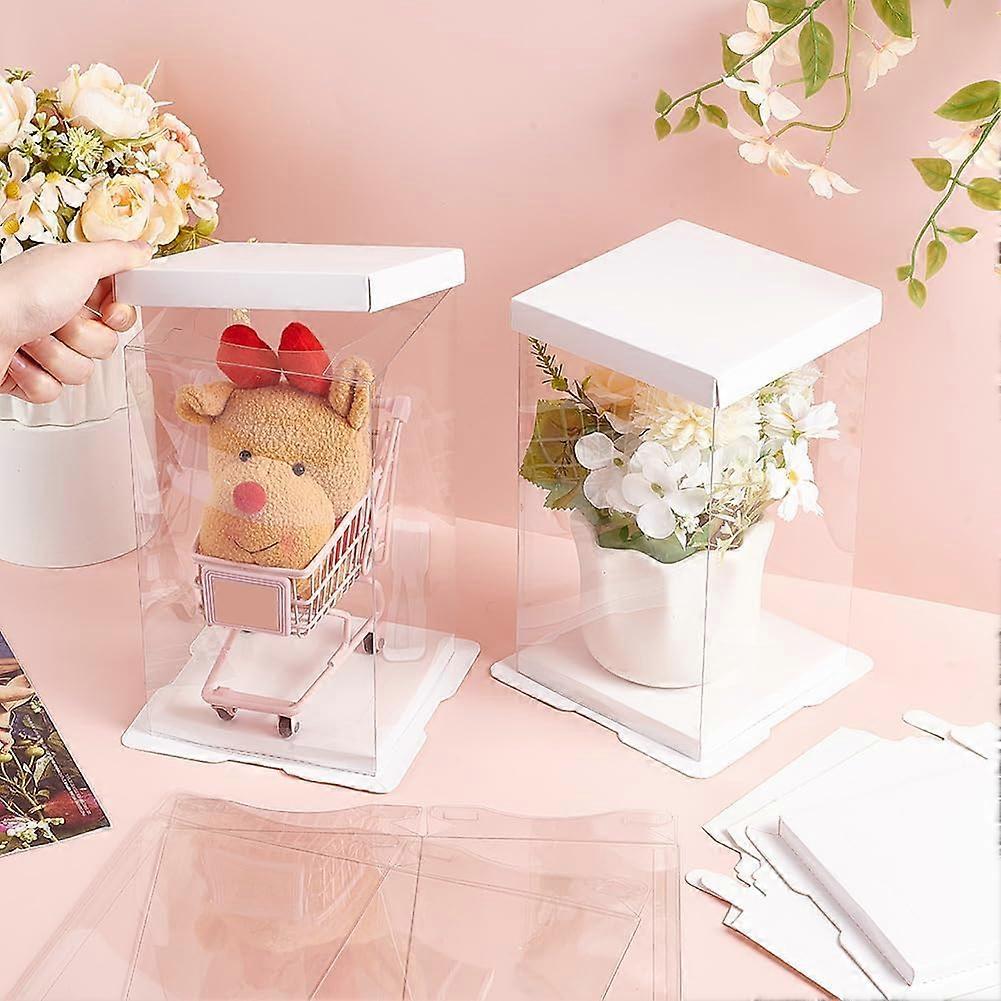 6 Pcs Folding Clear Gift Boxes White 15.2x15.2x23.5cm/5.98x5.98x9.25 ...