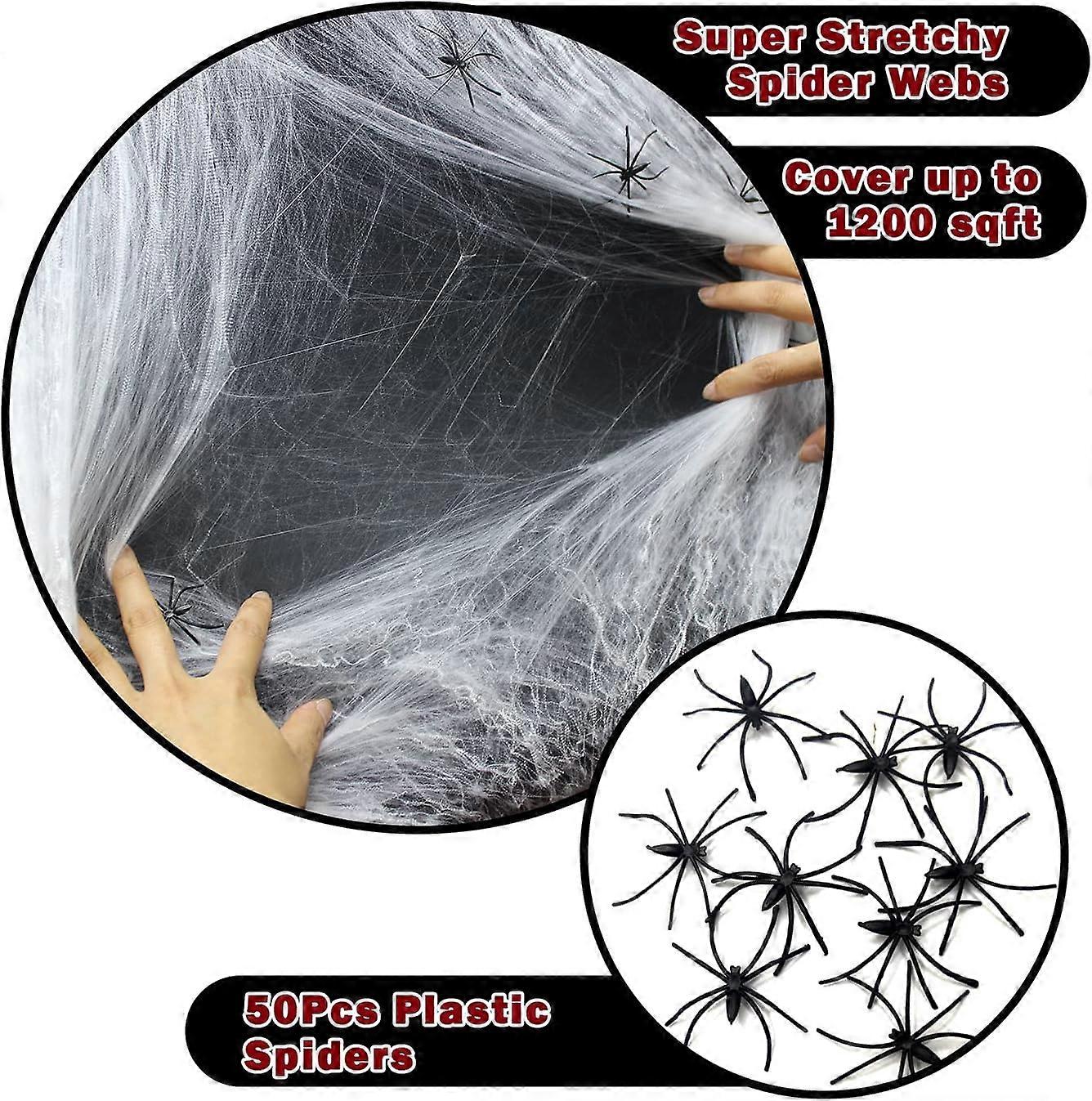 1200sqft Spider Web Halloween Decorations Outdoor, Stretchy Spider ...