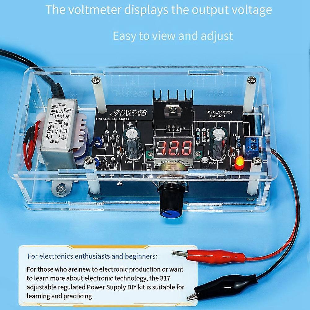 LM317 Adjustable Regulated Power Supply DIY Kit LM317 AC 220V to DC 1. ...