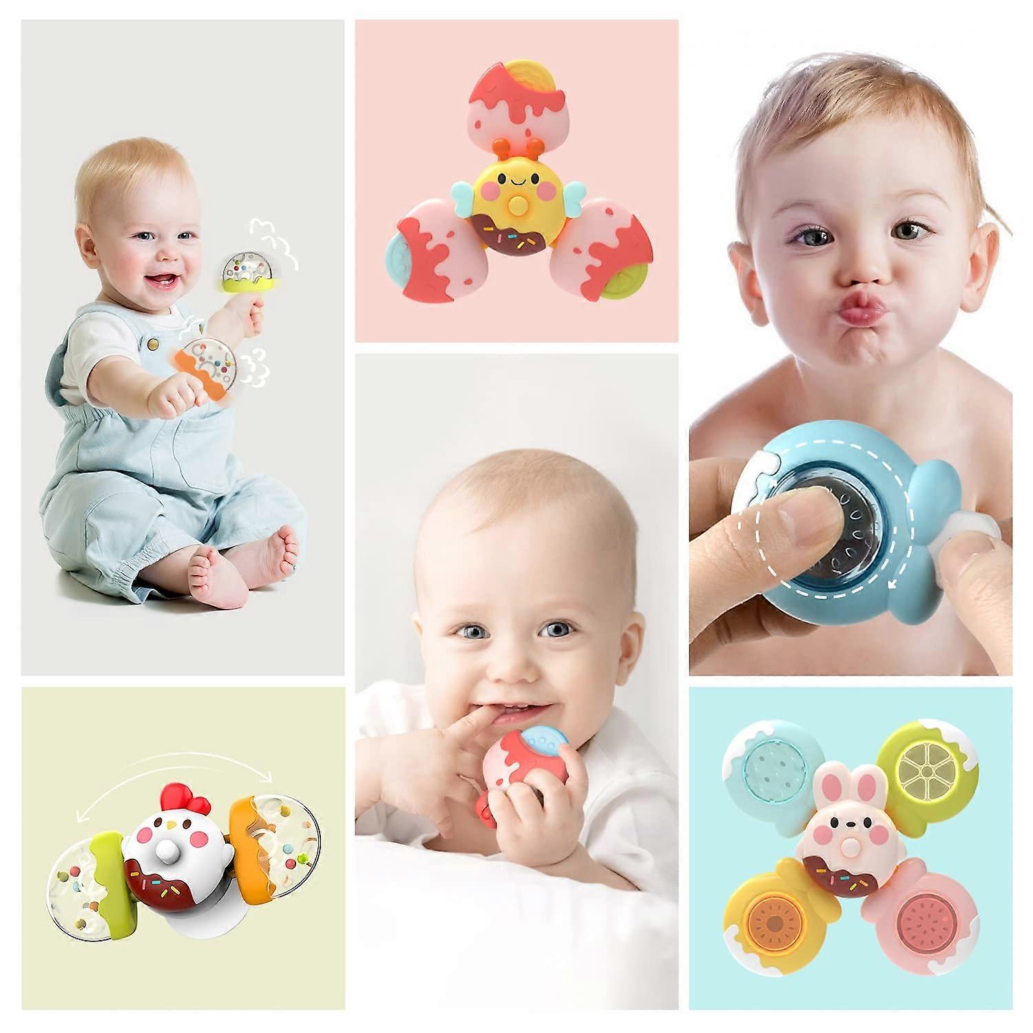 12 PCS DIY Stackable Suction Cup Spinner Toys 12-18 Months Sensory Toys ...