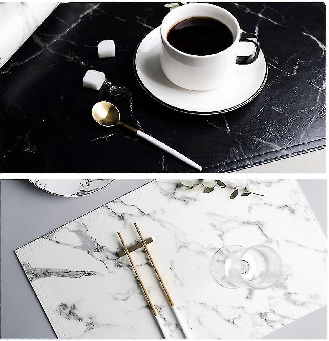 Marble Placemats For Dining Table Waterproof Set Of 4 Laether Marble ...