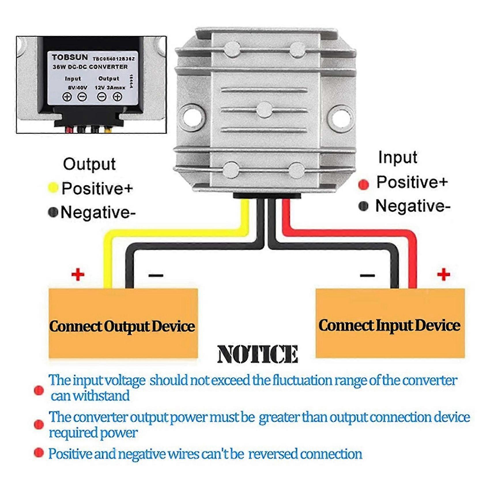 DC Reducer Converter DC 8V-40V to 12V 3A 36W Voltage Regulator Power Converter Module ...